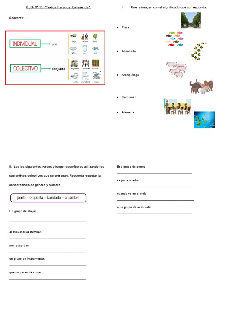 GUIA - 10 - SUSTANTIVOS - INDIVIDUALES - Y - COLECTIVOS Martes 4 Octu | PDF