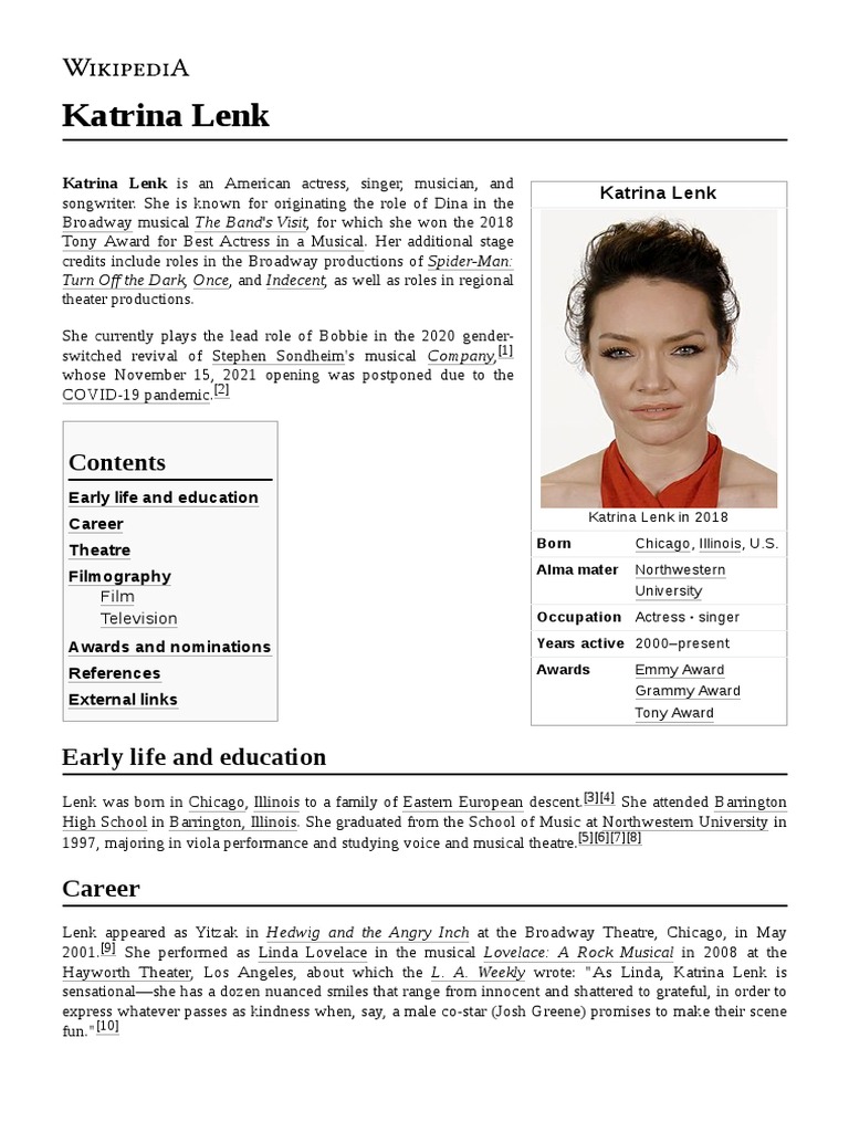 Katrina Lenk | PDF | Theatre | Touring Theatre