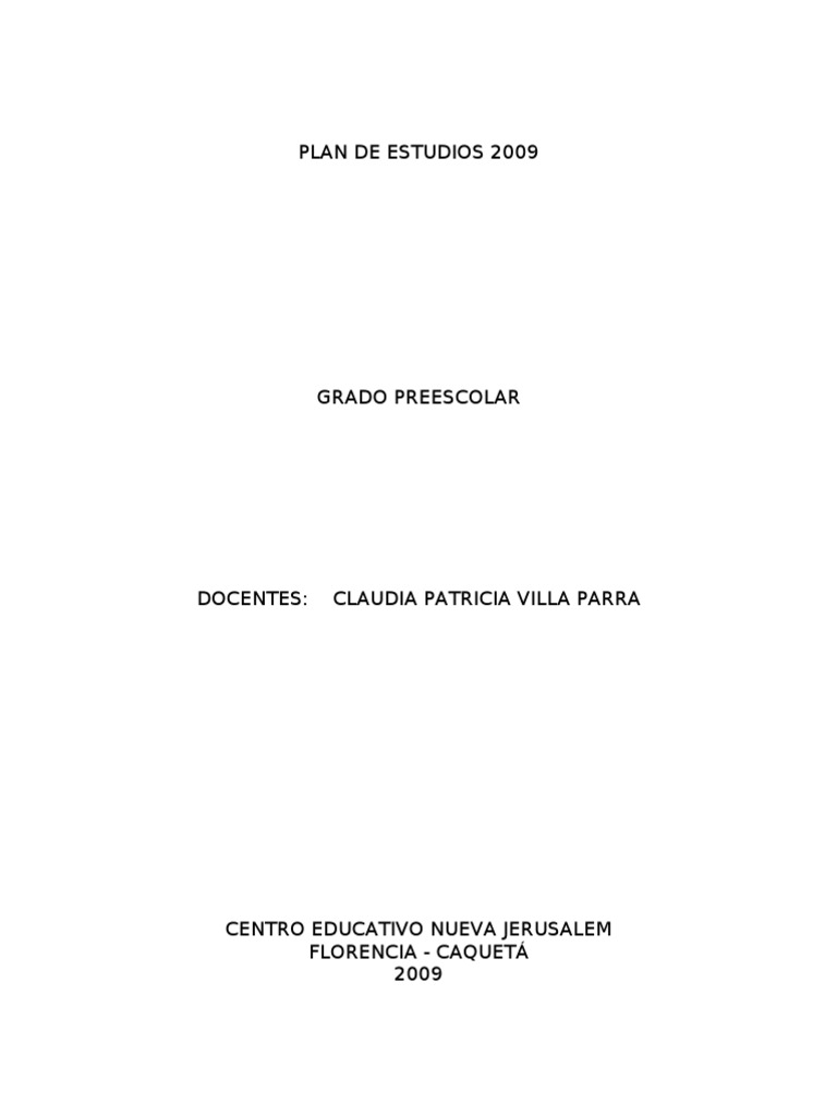 Plan de Estudios Preescolar 2008. | PDF | Jardín de infancia | Aprendizaje