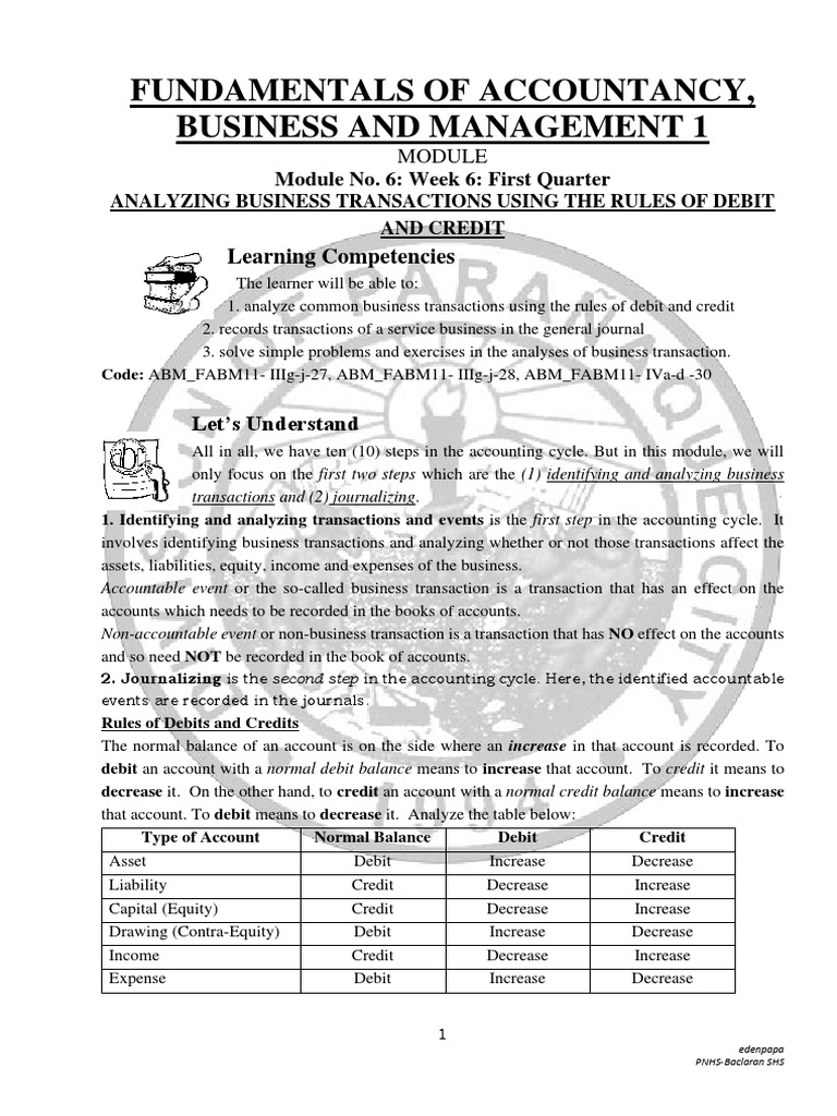 Fabm1 Grade-11 QTR1 Module6 Week-6 | PDF