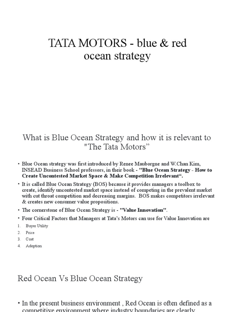 Analyzing Tata Motors' 'Blue Ocean Strategy' Through the Launch of the ...
