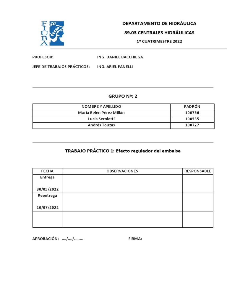 TP1 GRUPO2 v2 | PDF | Hidroelectricidad | Reservorio