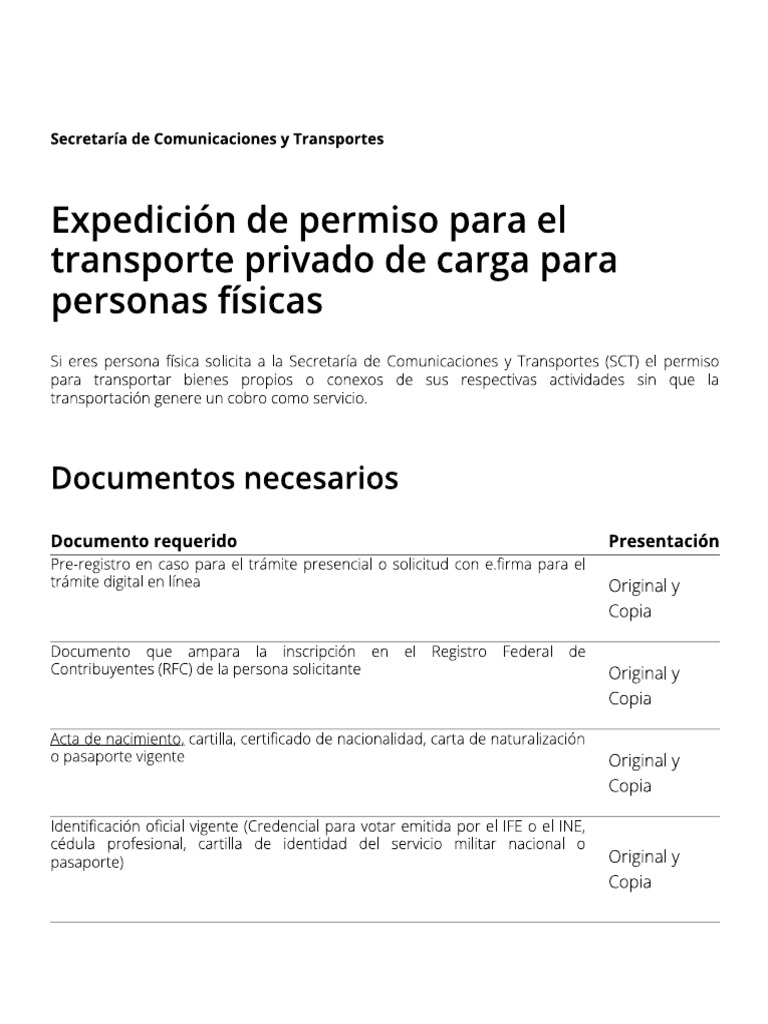Requisitos para Permiso de Carga | PDF