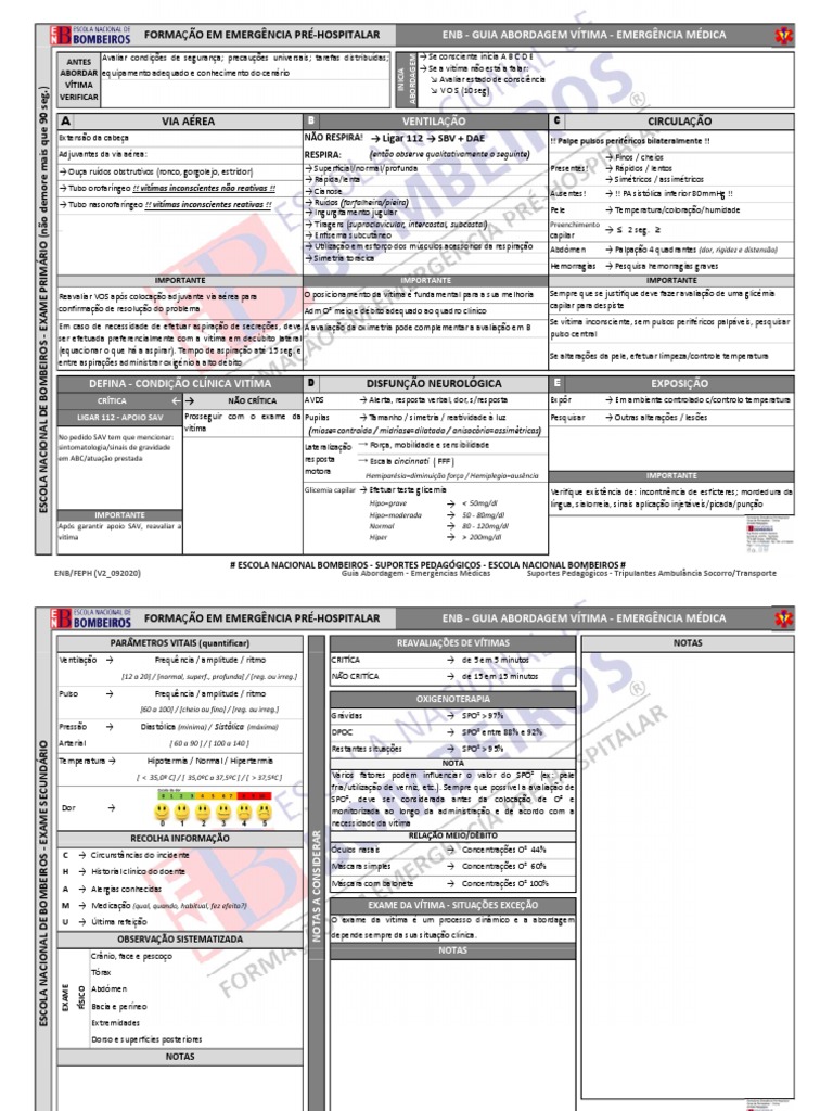Guia Abordagem Vitima - Emerg. Médica (V9 - 092020) | PDF | Oxigênio | Ambulância