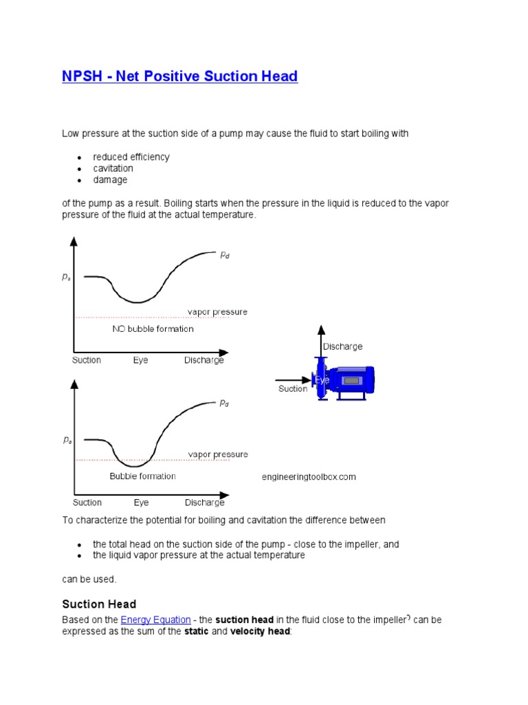 NPSH - Net Positive Suction Head | PDF | Pump | Pressure
