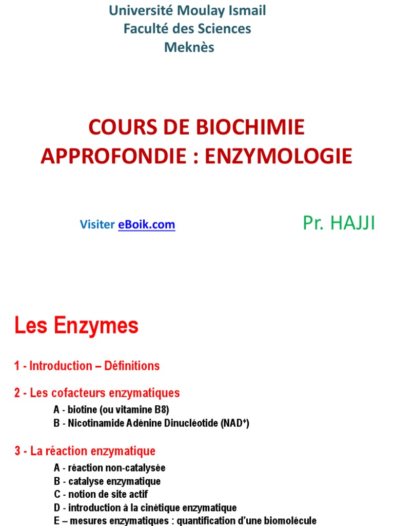 Enzymologie Approfondie | PDF | Inhibiteur enzymatique | Enzyme