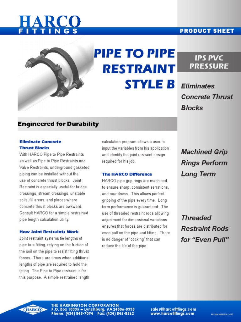 pf132b - Ductile Iron Pipe To Pipe Style B Restraint Product Sheet | PDF | Pipe (Fluid ...