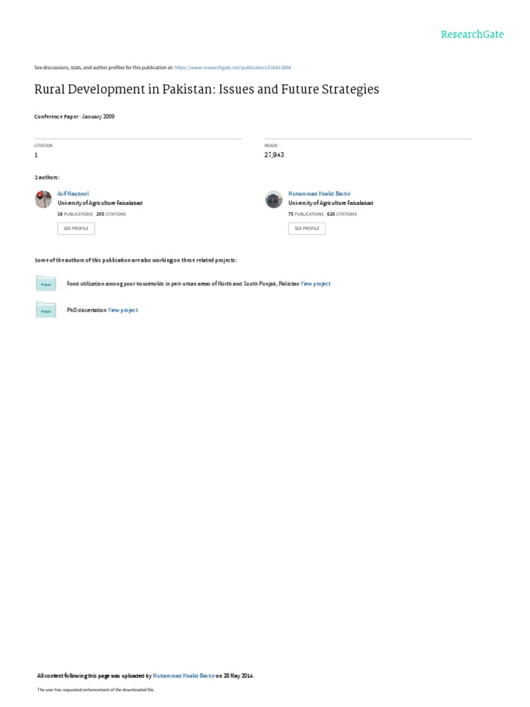 Rural Development in Pakistan: Issues and Future Strategies: January ...