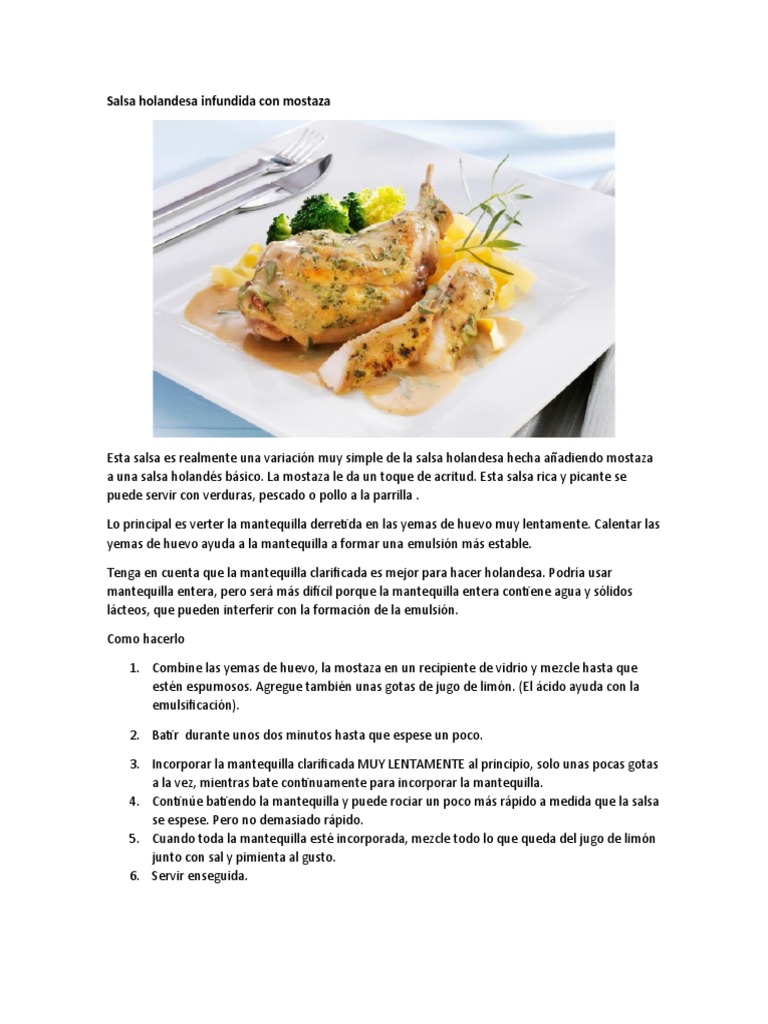 Salsa Holandesa con Mostaza: Receta Fácil | PDF | Cocina, comidas y vino