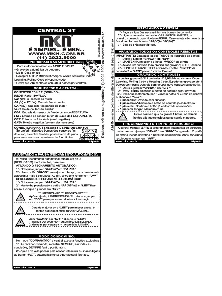 Manual Linha ST MKN | PDF Manual Linha ST MKN | PDF