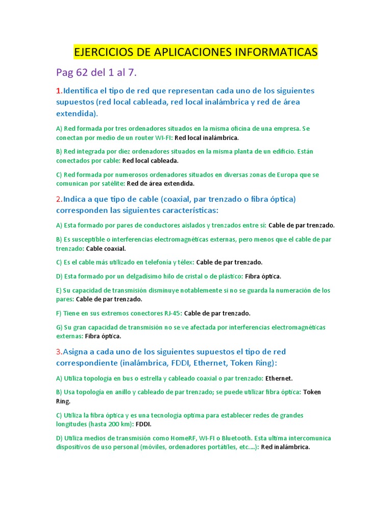 EJERCICIOS DE APLICACIONES INFORMATICAS Tema 3 | PDF | Red de ...