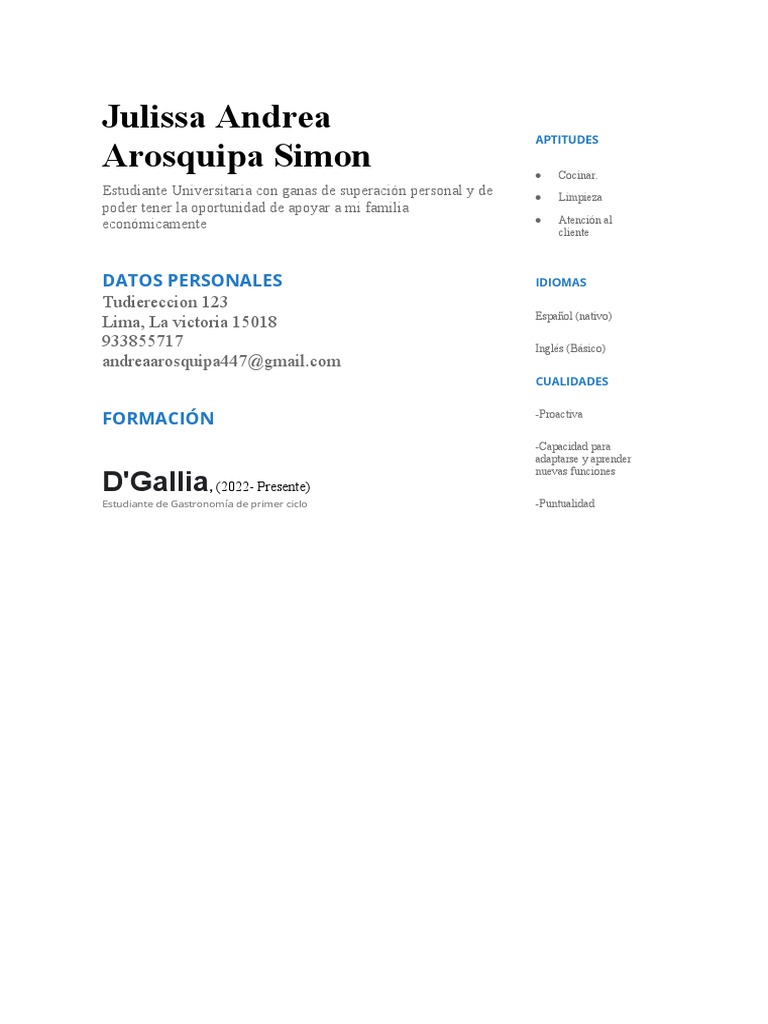 Julissa Andrea Arosquipa Simon | PDF