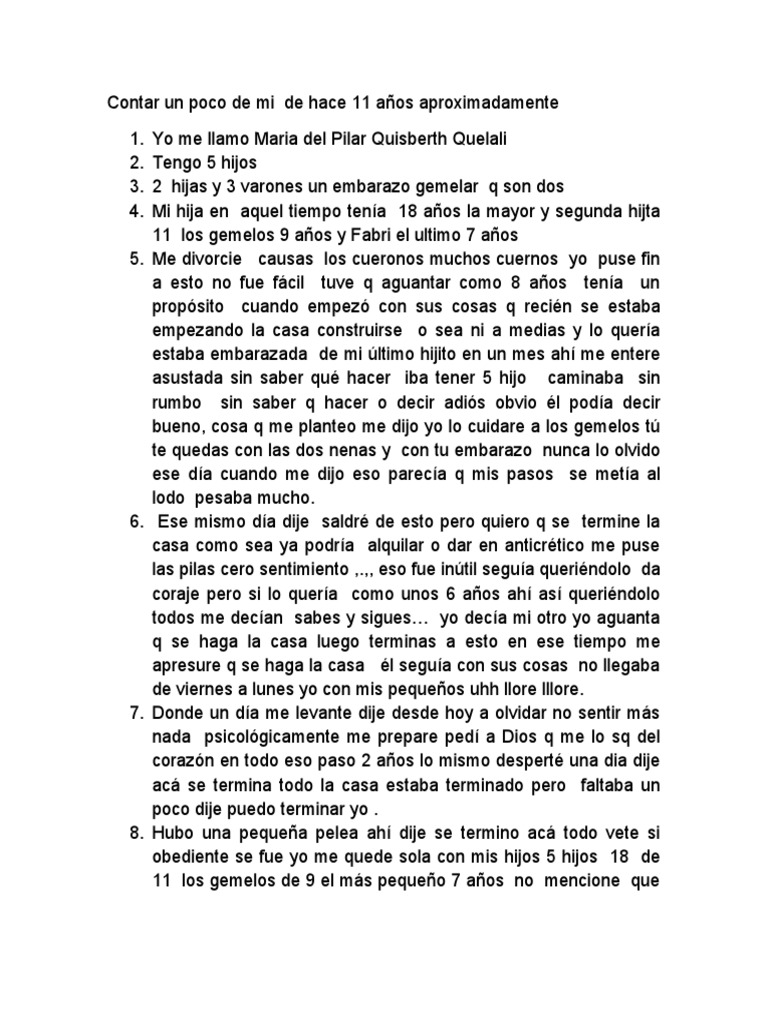 Contar Un Poco de Mi de Hace 11 Años Aproximadamente | PDF
