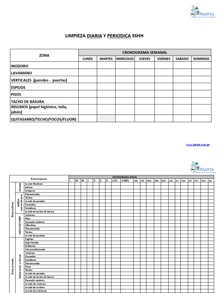 Cronograma de Limpieza | PDF