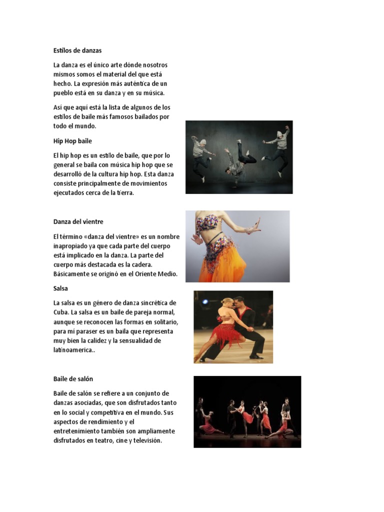Estilos de Danzas | PDF | Bailes | Baile de salón