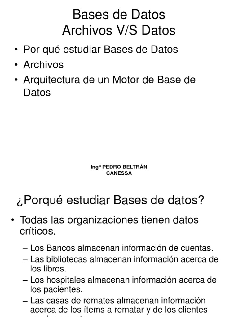 Introduccion Base de Datos PBC | PDF | Bases de datos | Archivo de computadora