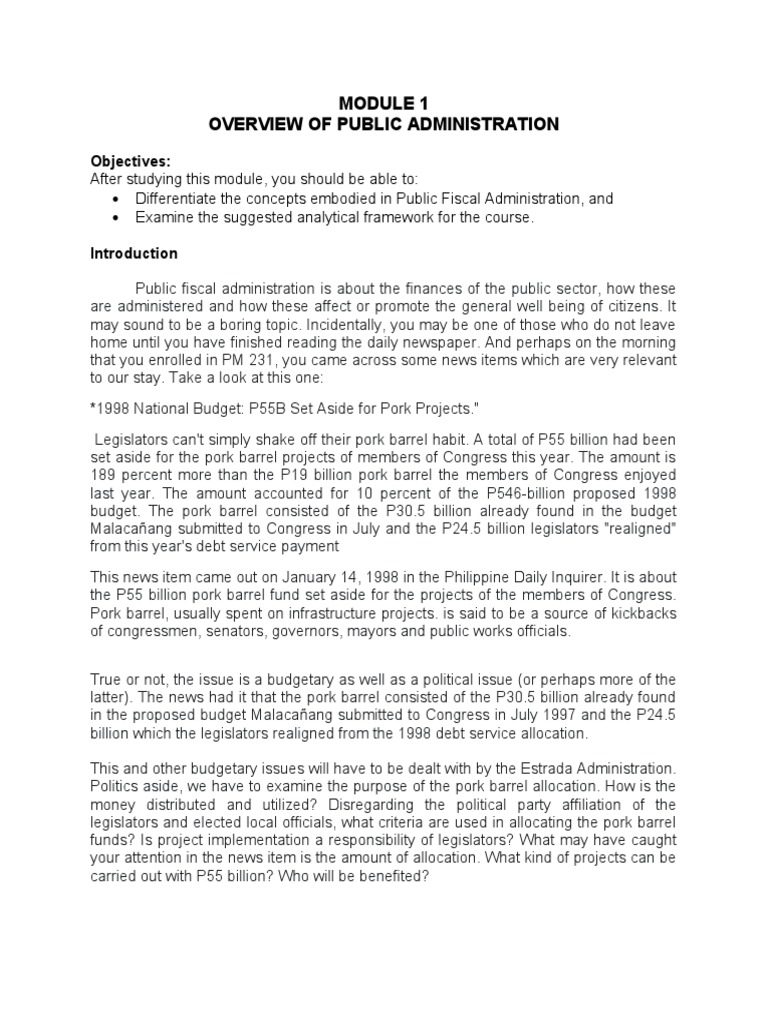 MODULE 1 Overview of Public Fiscal Administration | PDF | Fiscal Policy ...