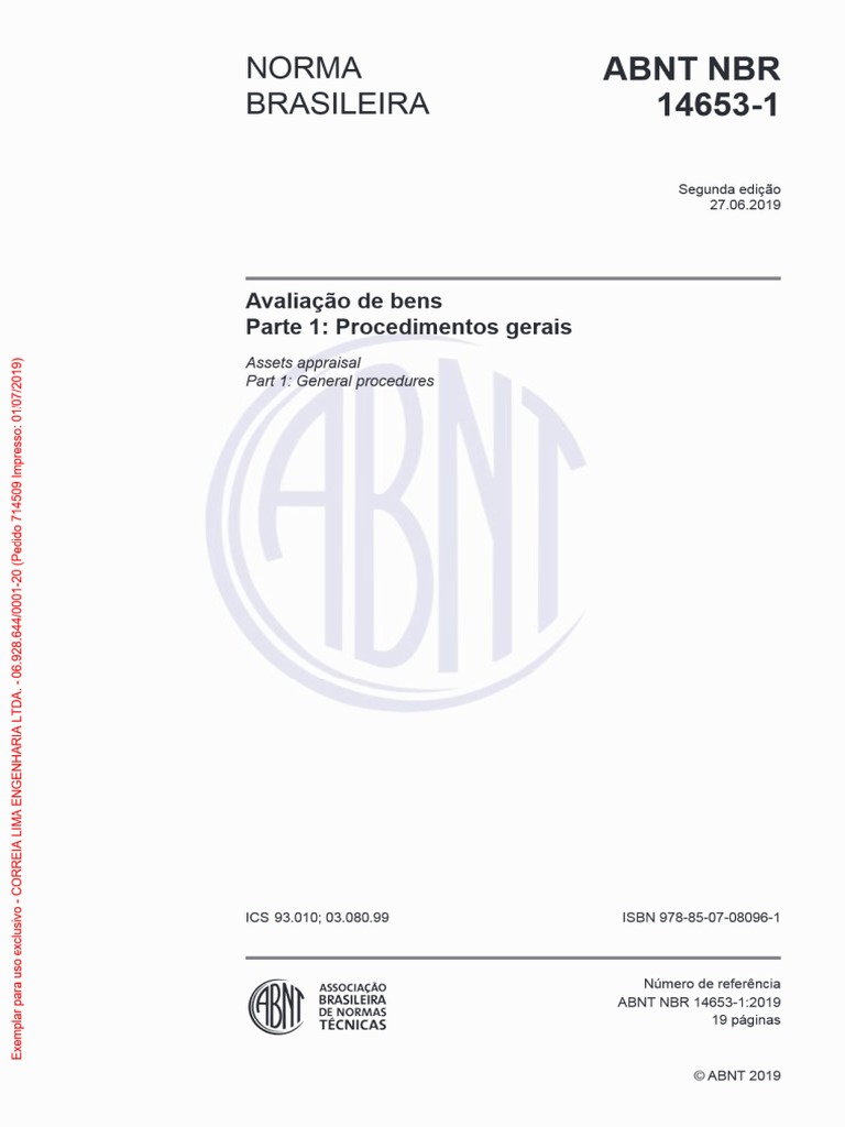 NBR-14653-1 - 2019 - Avaliação de Bens - Procedimentos Gerais | PDF