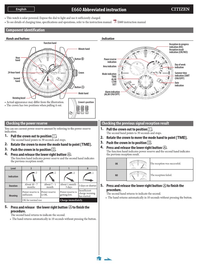 Citizen E660 Watch Instructions | PDF