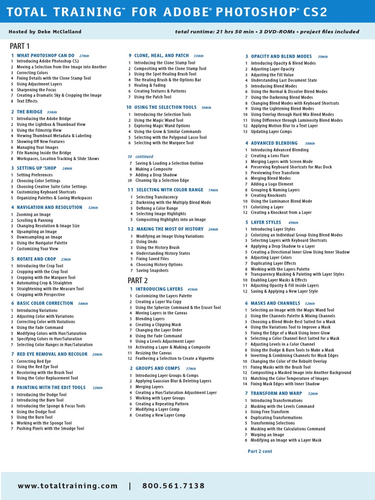 Total Training For PhotoShop CS2 Outline | PDF | Adobe Photoshop ...