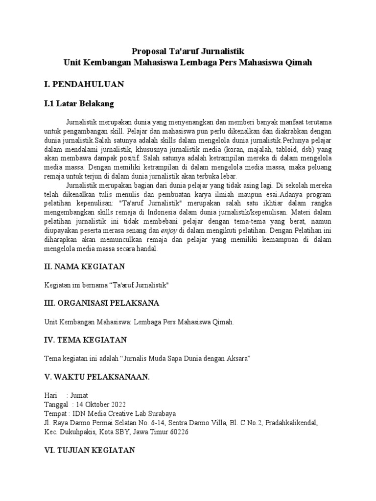 Proposal Tarjun | PDF | Karier & Perkembangan | Perjalanan
