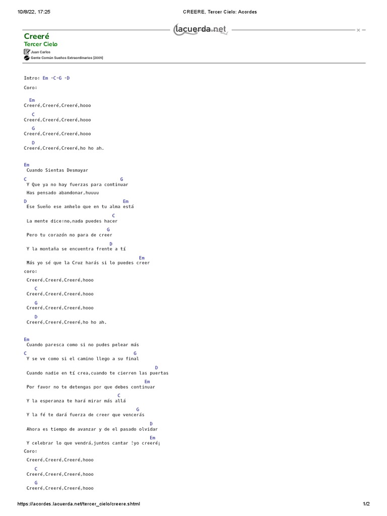 CREERE, Tercer Cielo - Acordes | PDF