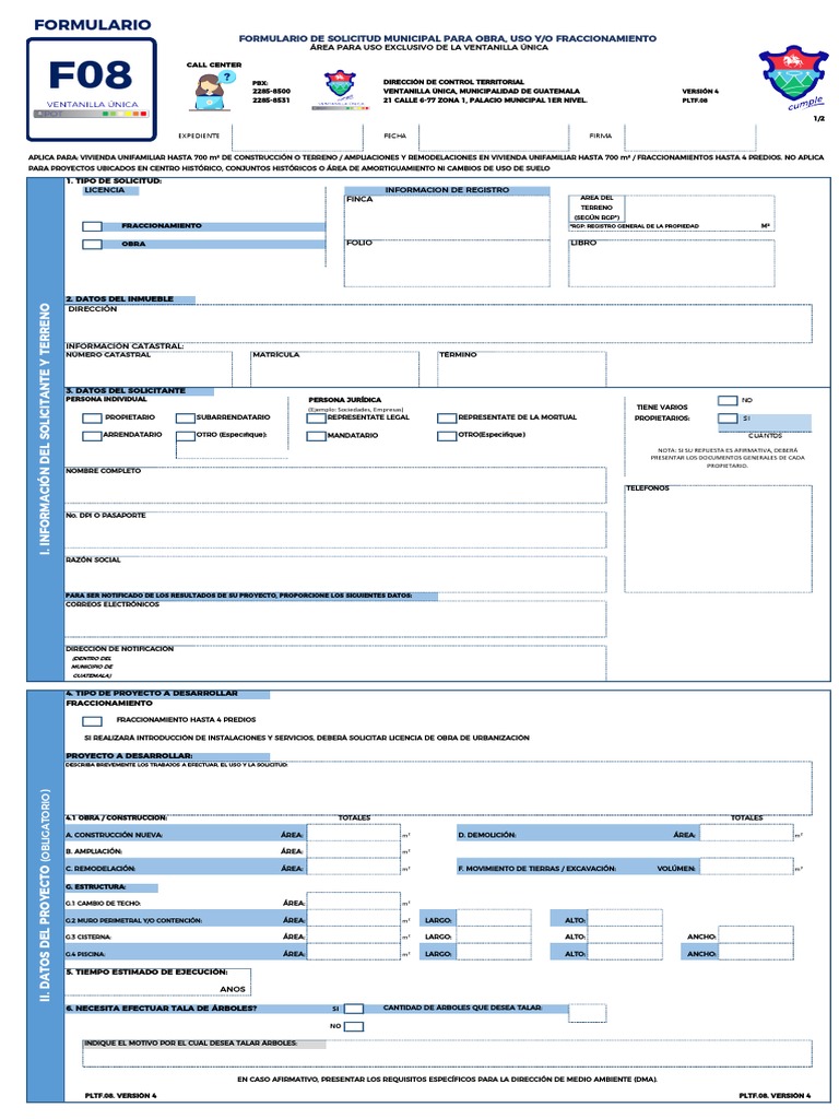 Formulario de Solicitud Municipal F08 | PDF