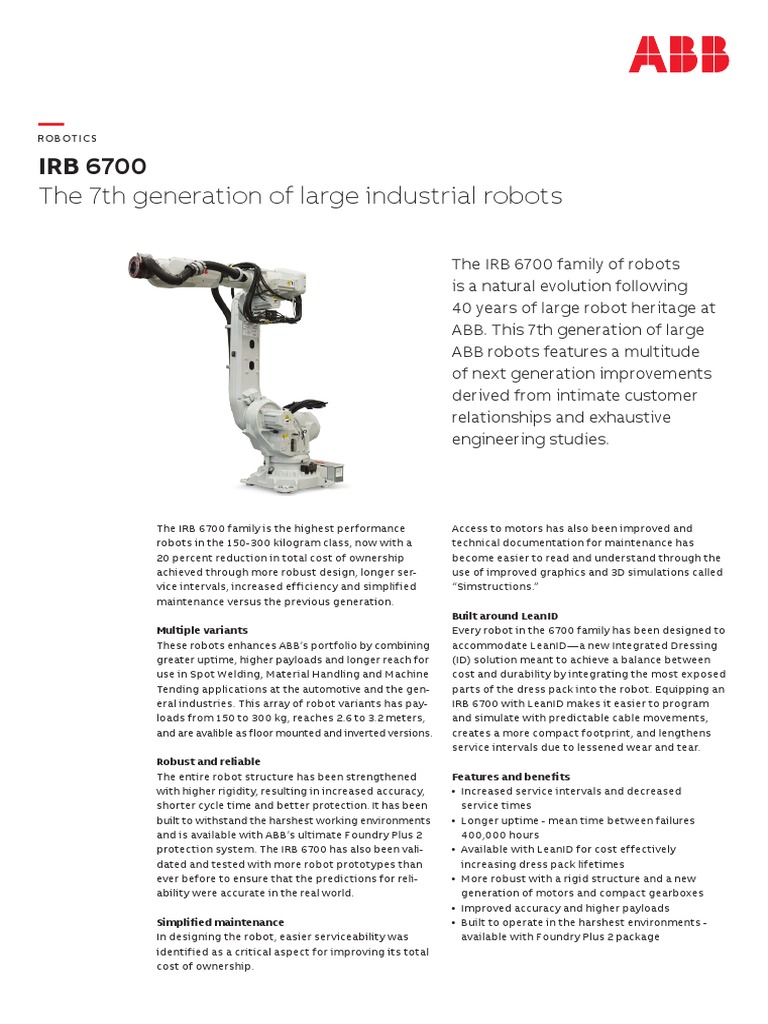 IRB 6700 - Robô Industrial | Download Free PDF | Robot | Robotics