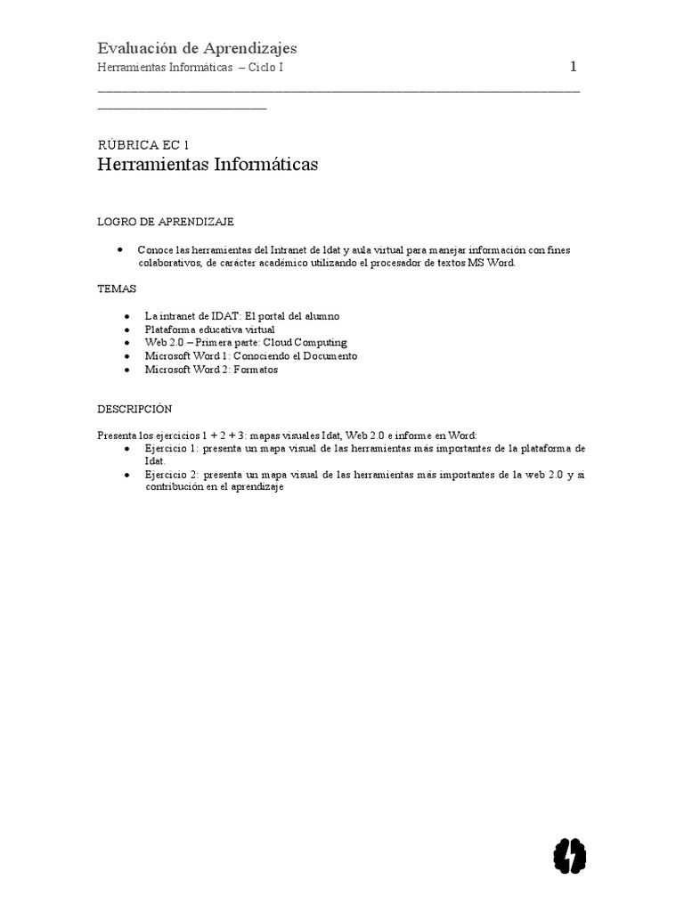 Rúbrica EC 1 Herramientas Informáticas | PDF | web 2.0 | Rúbrica (Académica)