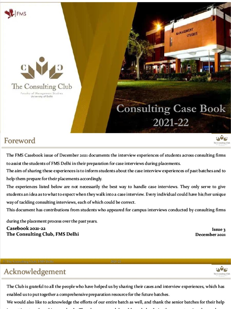 The Fms Consulting Casebook 2021 22 | PDF | Business | Economies