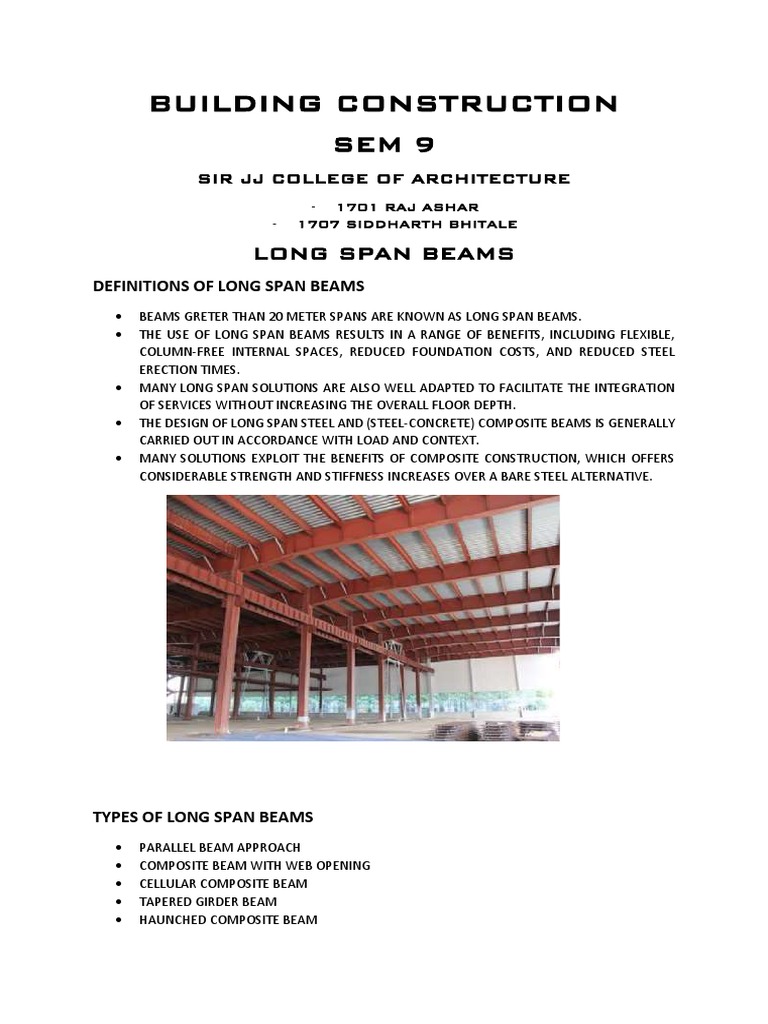 1701 and 1707 Long Span Beams | PDF | Beam (Structure) | Truss