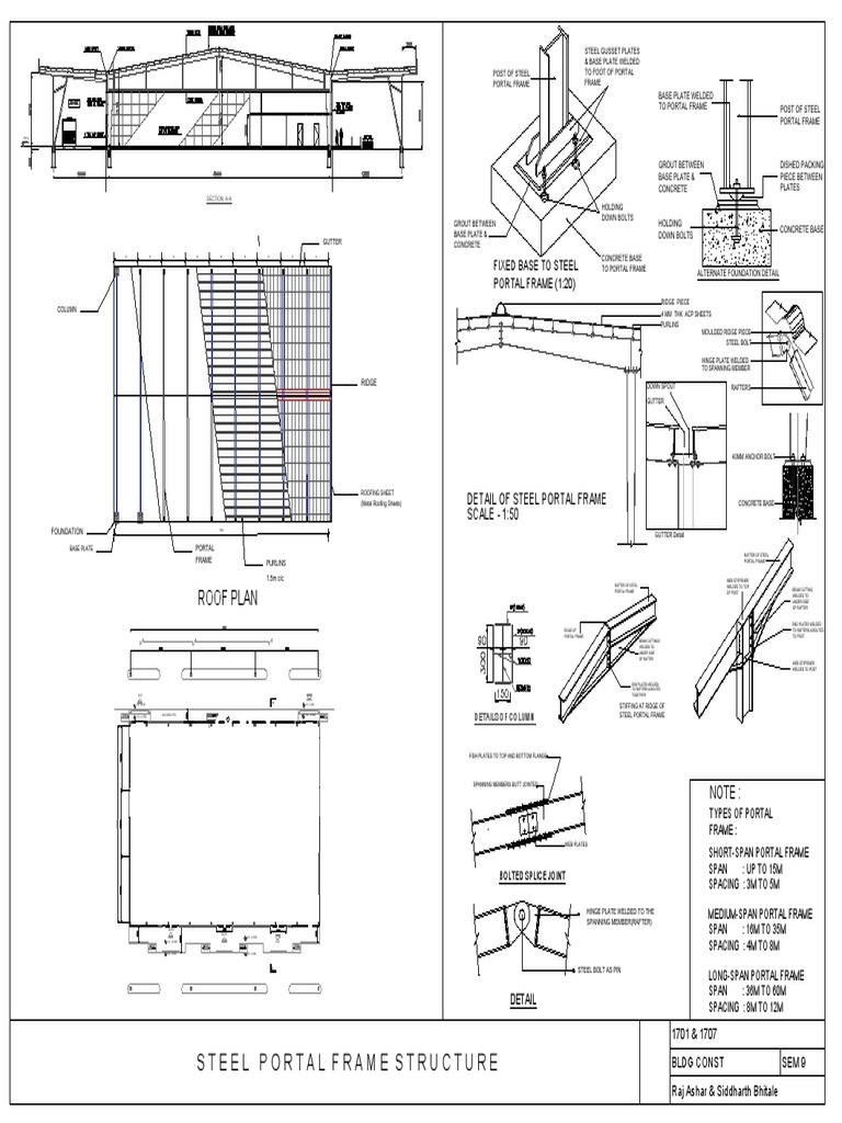 Detail Drawing of a Welded Steel Portal Frame Structure Foundation ...