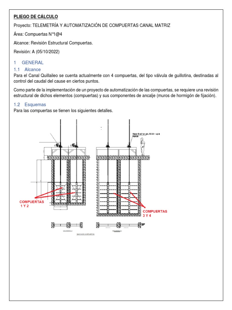 Revisión Estructural de Compuertas | PDF | Hormigón