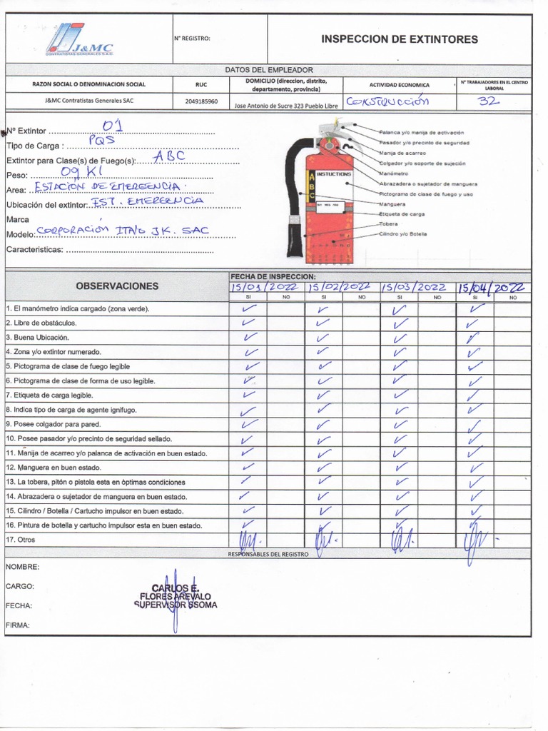 Inspeccion de Extintores | PDF
