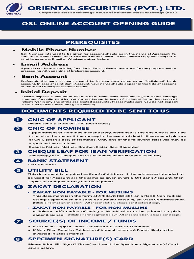 OSL Account Opening Requirements | Download Free PDF | Securities (Finance) | Banks