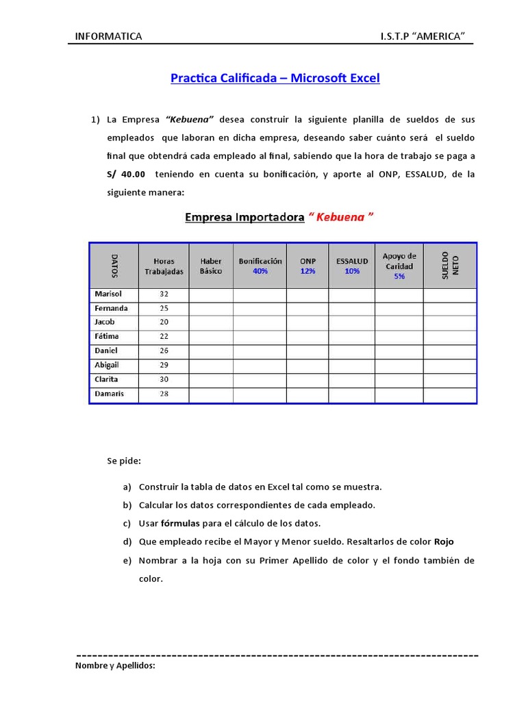 Practica Calificada 3 - Excel | PDF