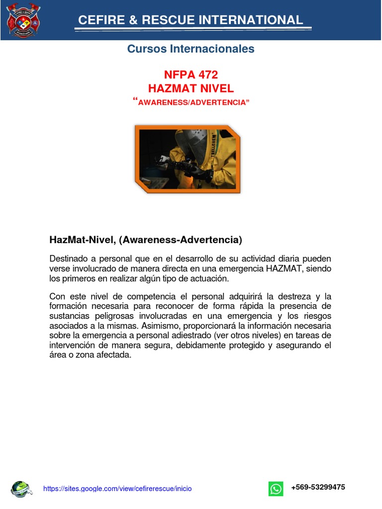 Información Detallada NFPA 472 Nivel Alerta 1 | Descargar gratis PDF ...