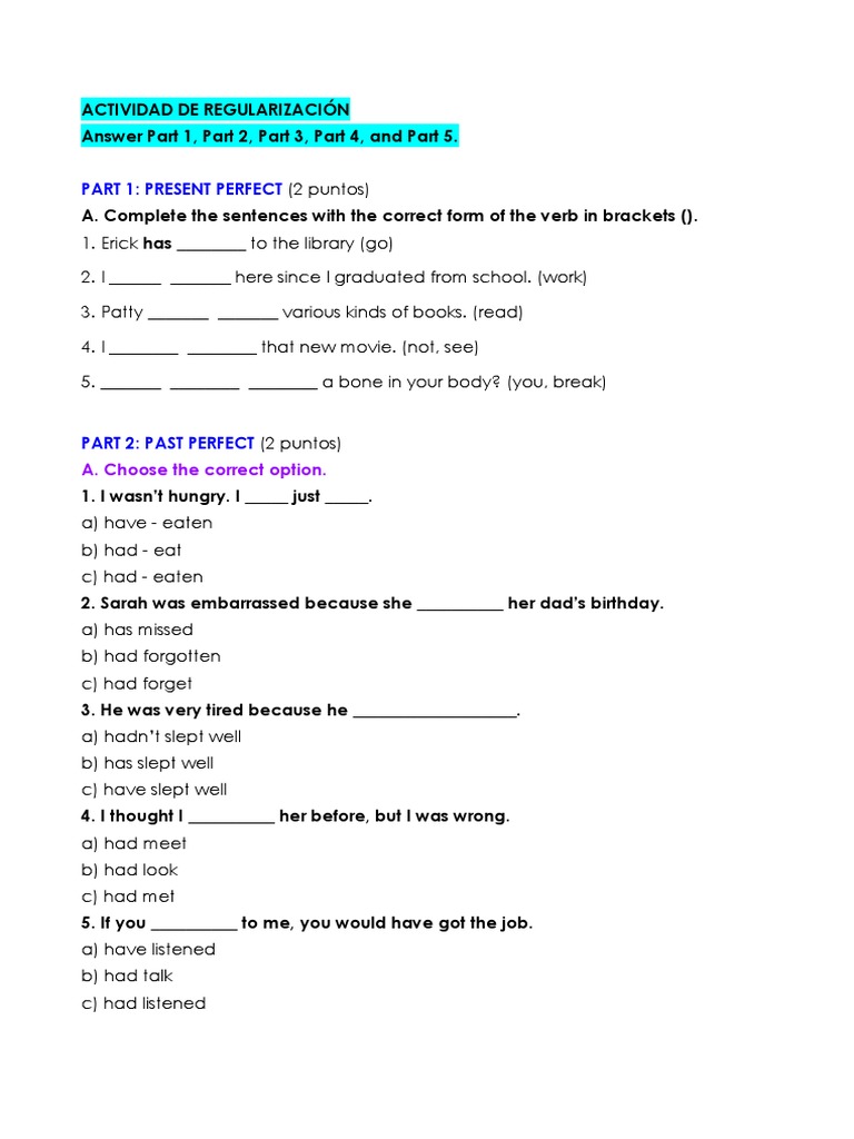 English 3-ACTIVIDAD DE REGULARIZACIÓN | PDF | Syntax | Language Mechanics