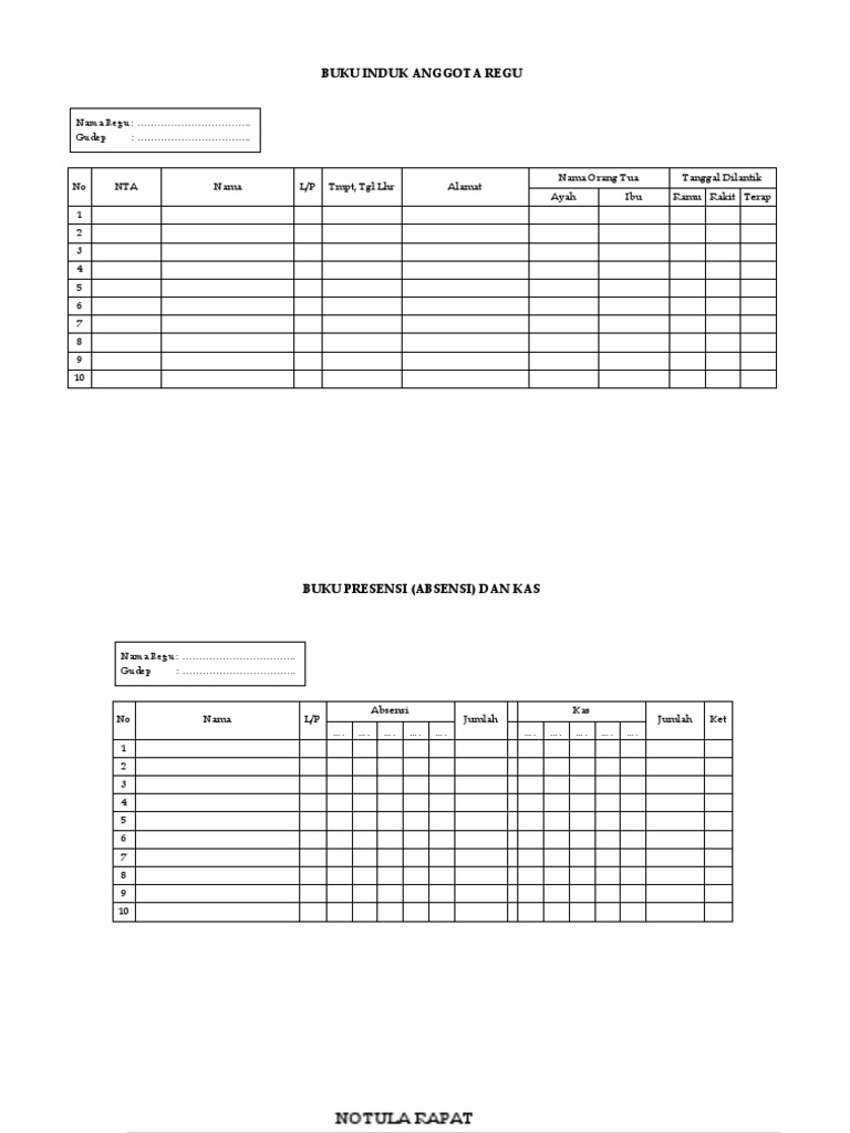 Administrasi Regu | PDF | Olahraga & Rekreasi