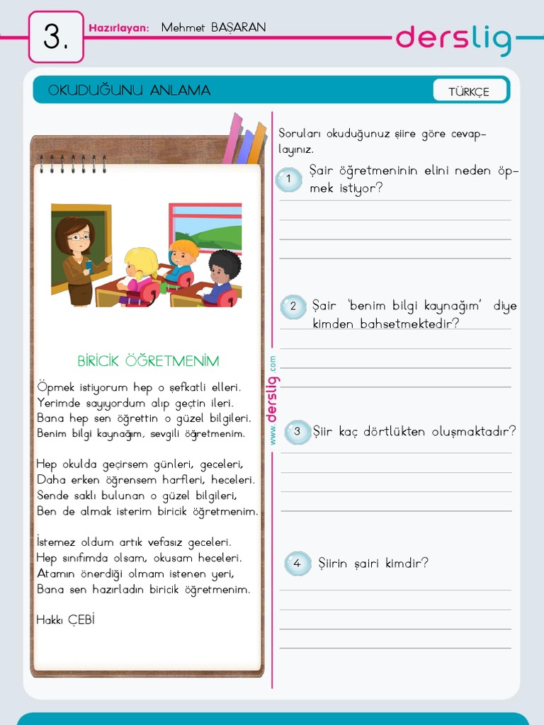 3 Sinif Haftalik Odev | PDF