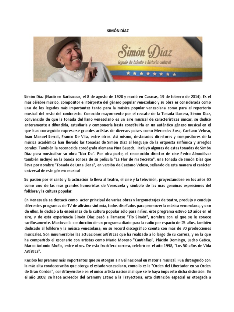 Simón Díaz | PDF | Las artes escénicas