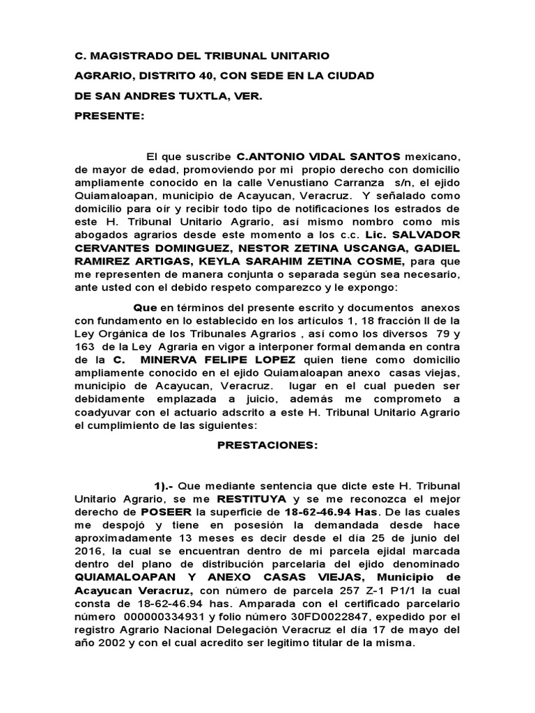 Demanda Agraria | PDF | Demanda judicial | Justicia