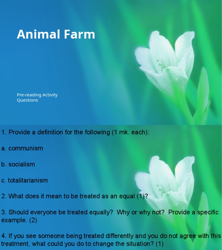Animal Farm Pre-Reading Activity | PDF