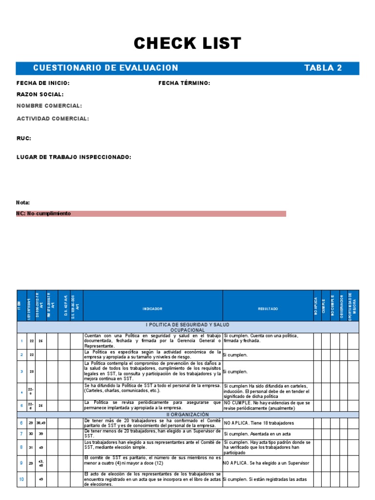Check List Industria | PDF
