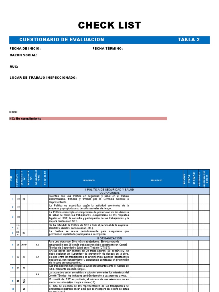 Check-List - Construccion | PDF
