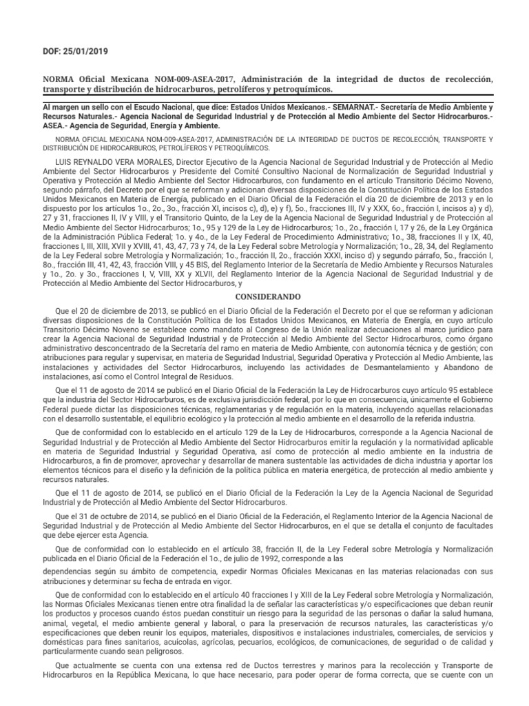 Nom 009 Asea 2017 | PDF | México | Petróleo Nom 009 Asea 2017 | PDF | México | Petróleo
