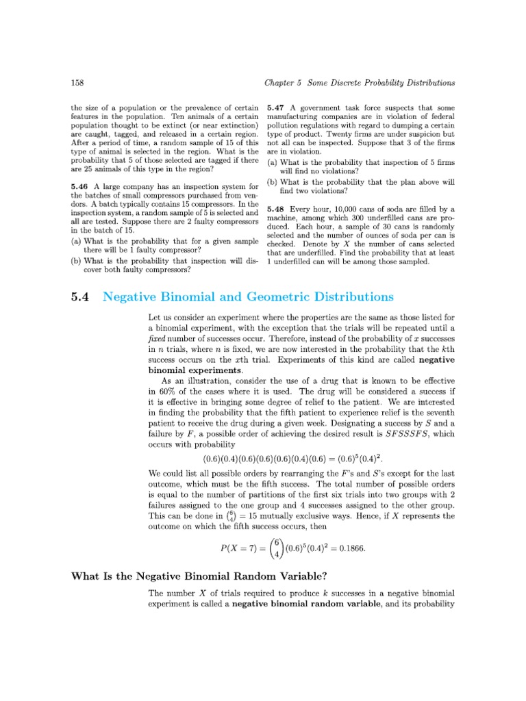 Negative Binomial and Geometric Distribution | PDF