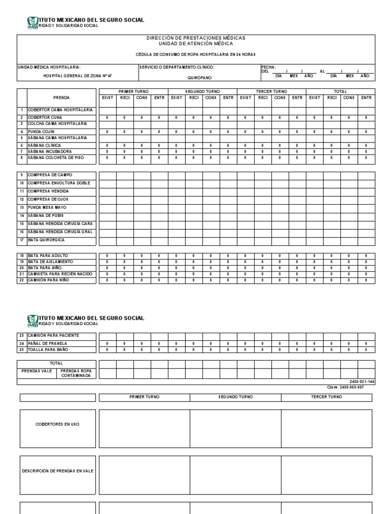 Consumo de Ropa en 24 Horas | PDF | Medicina CLINICA | Cuidado de la salud