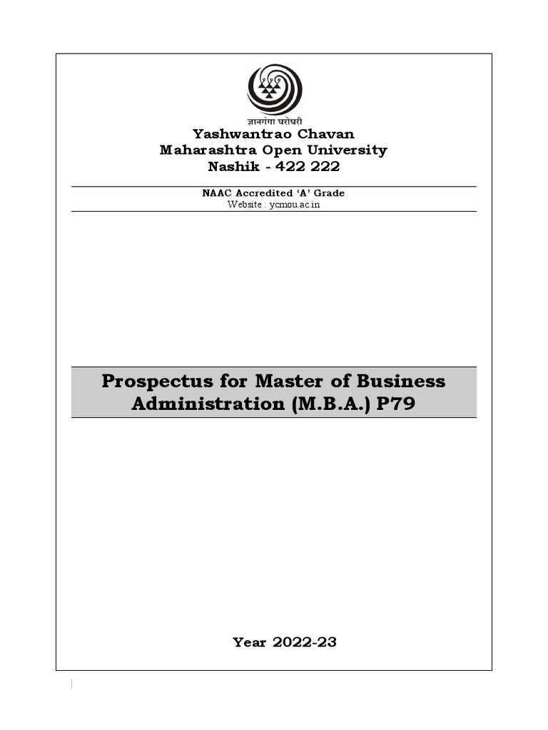 Ycmou Mba Fees Prospectus | PDF | Course Credit | Master Of Business ...