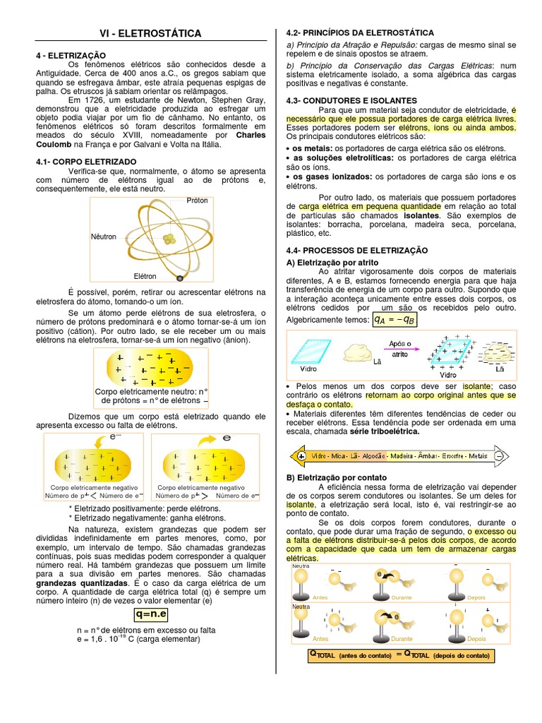 Estudo Dirigido 1 - Eletrostática | PDF | Carga elétrica | Eletricidade